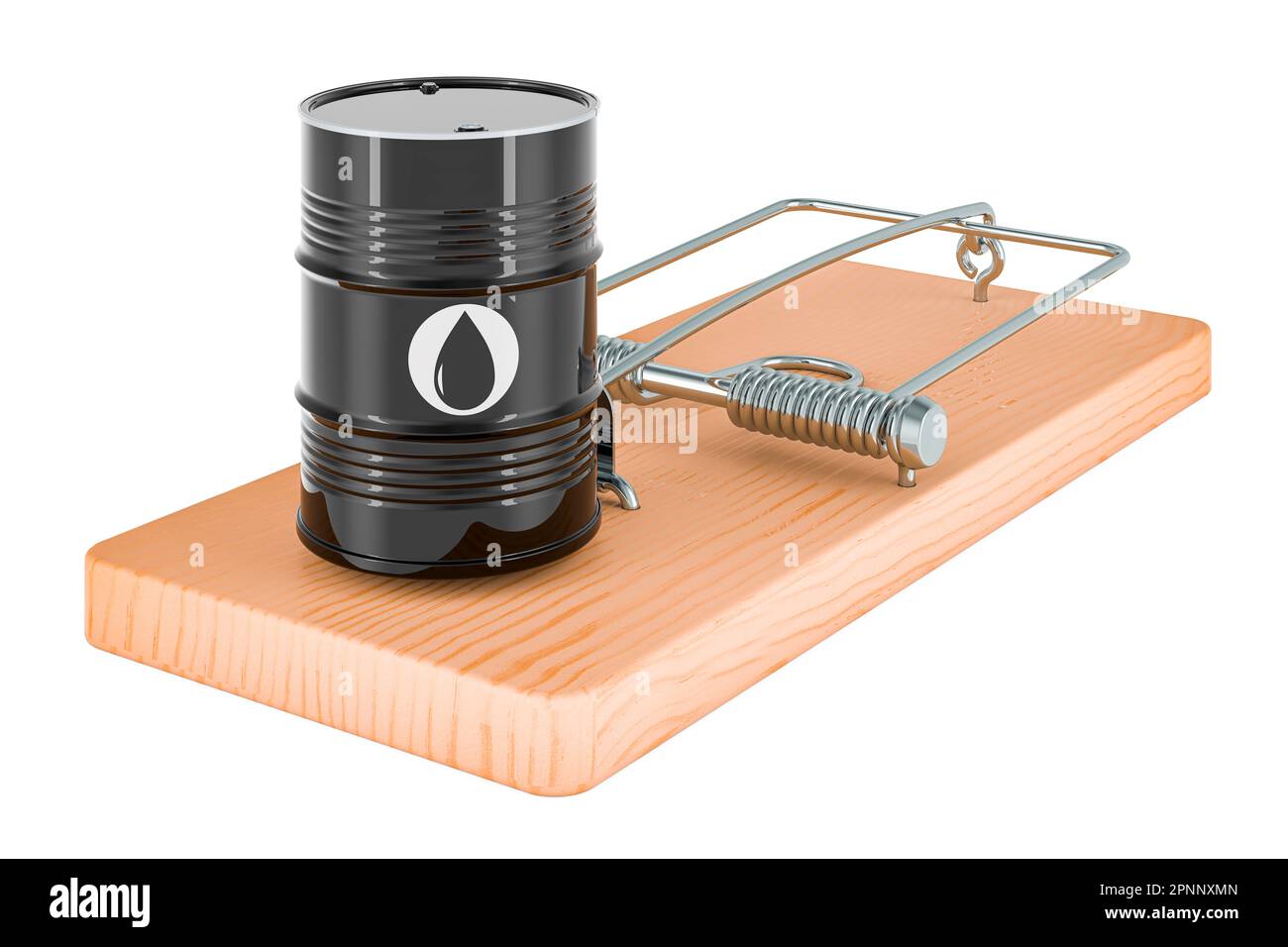 Oil barrel inside mousetrap. 3D rendering isolated on white background ...