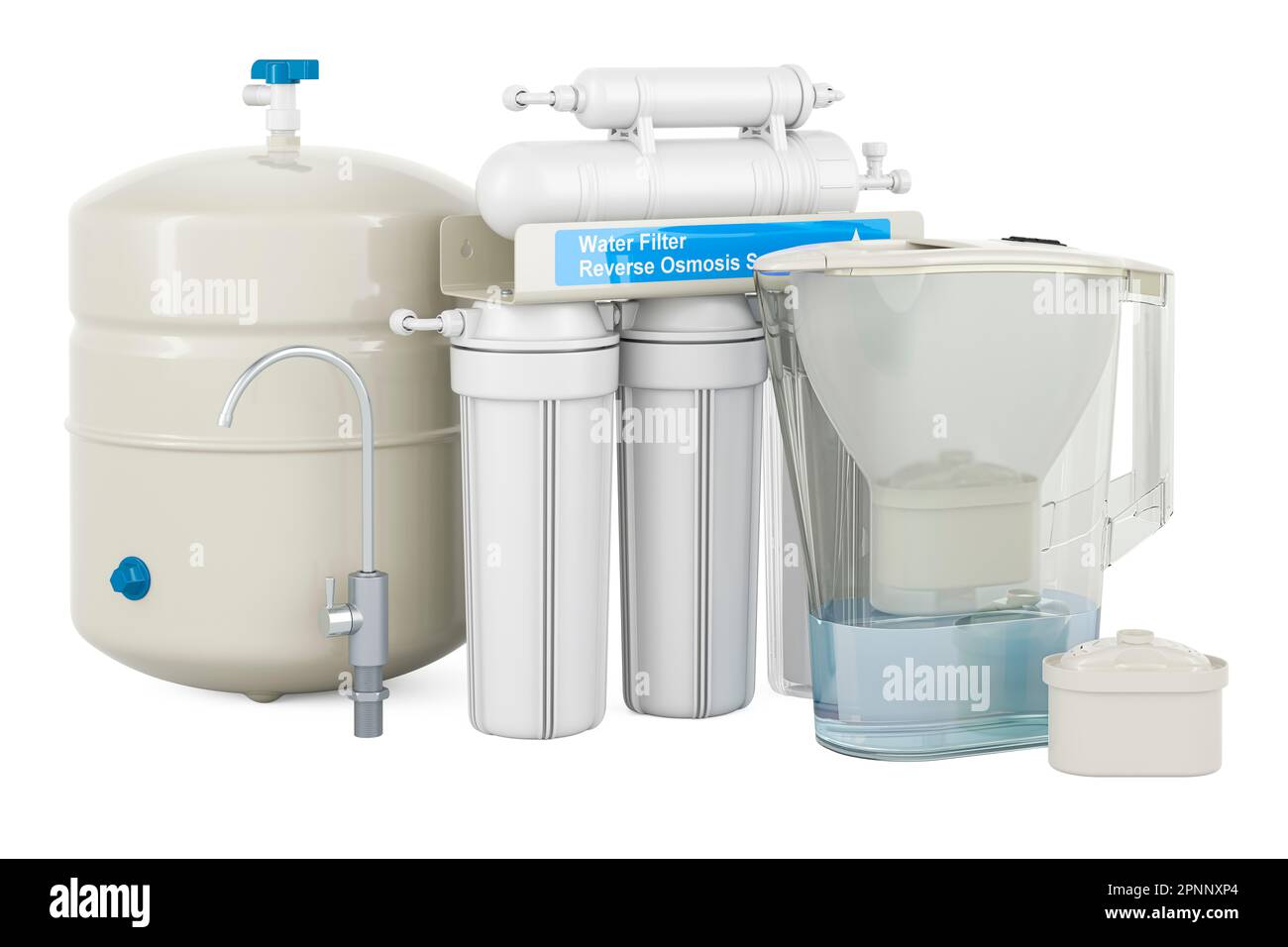 Pitcher water filter with reverse osmosis system, 3D rendering isolated ...