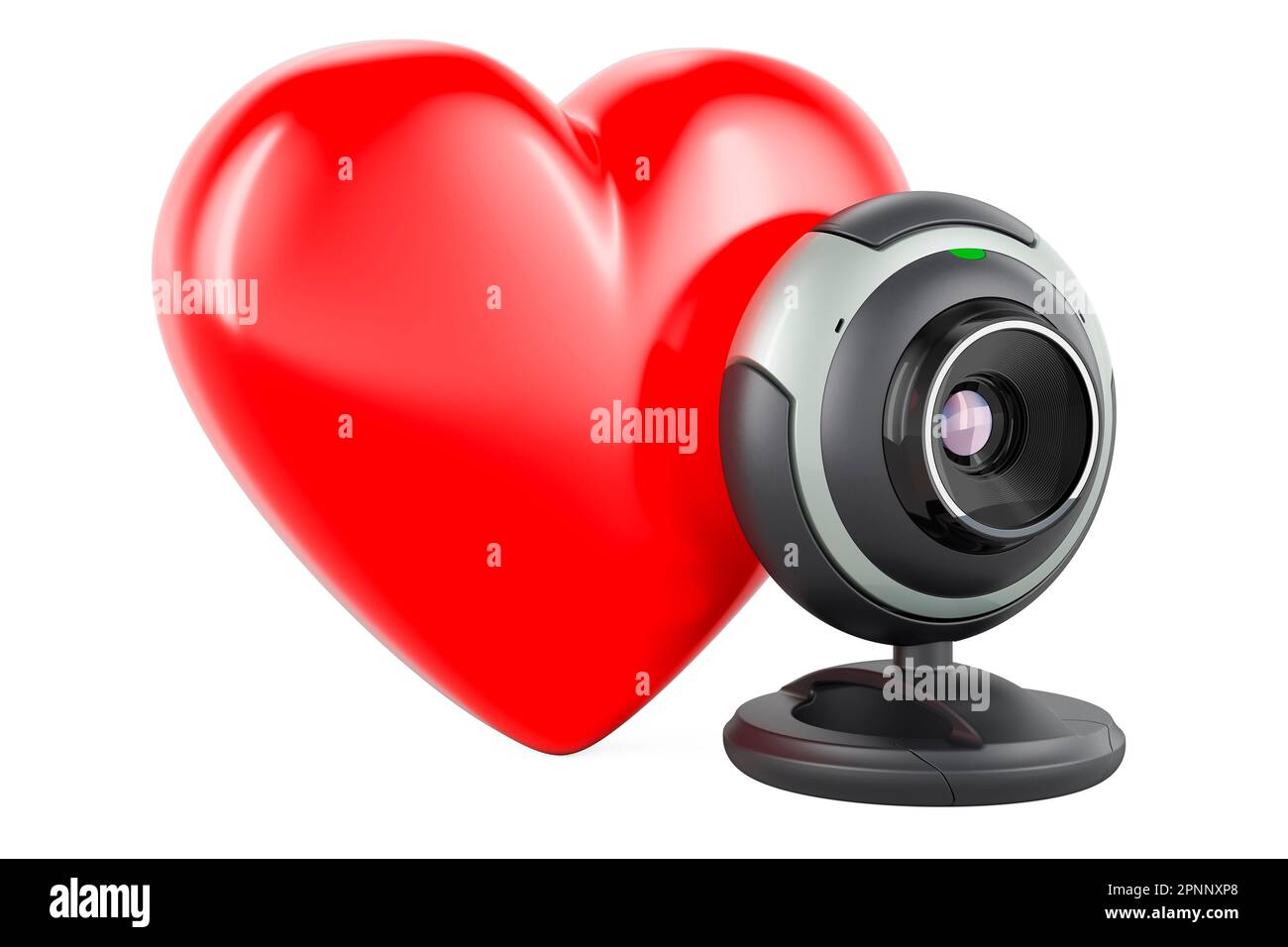 Webcam with red heart, 3D rendering isolated on white background Stock ...