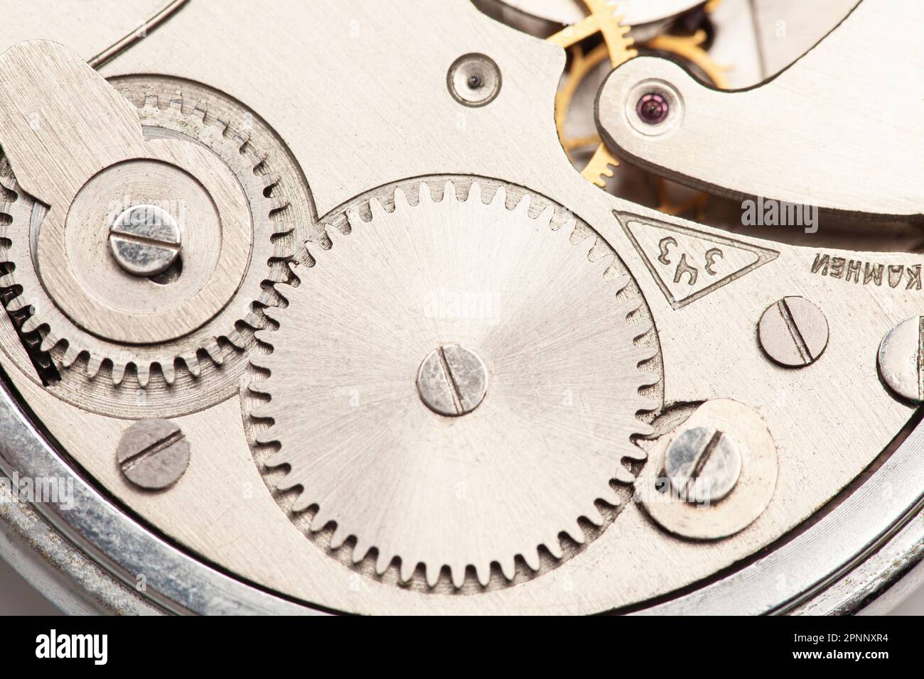 Mechanism, clockwork of a watch close-up. Vintage luxury background ...