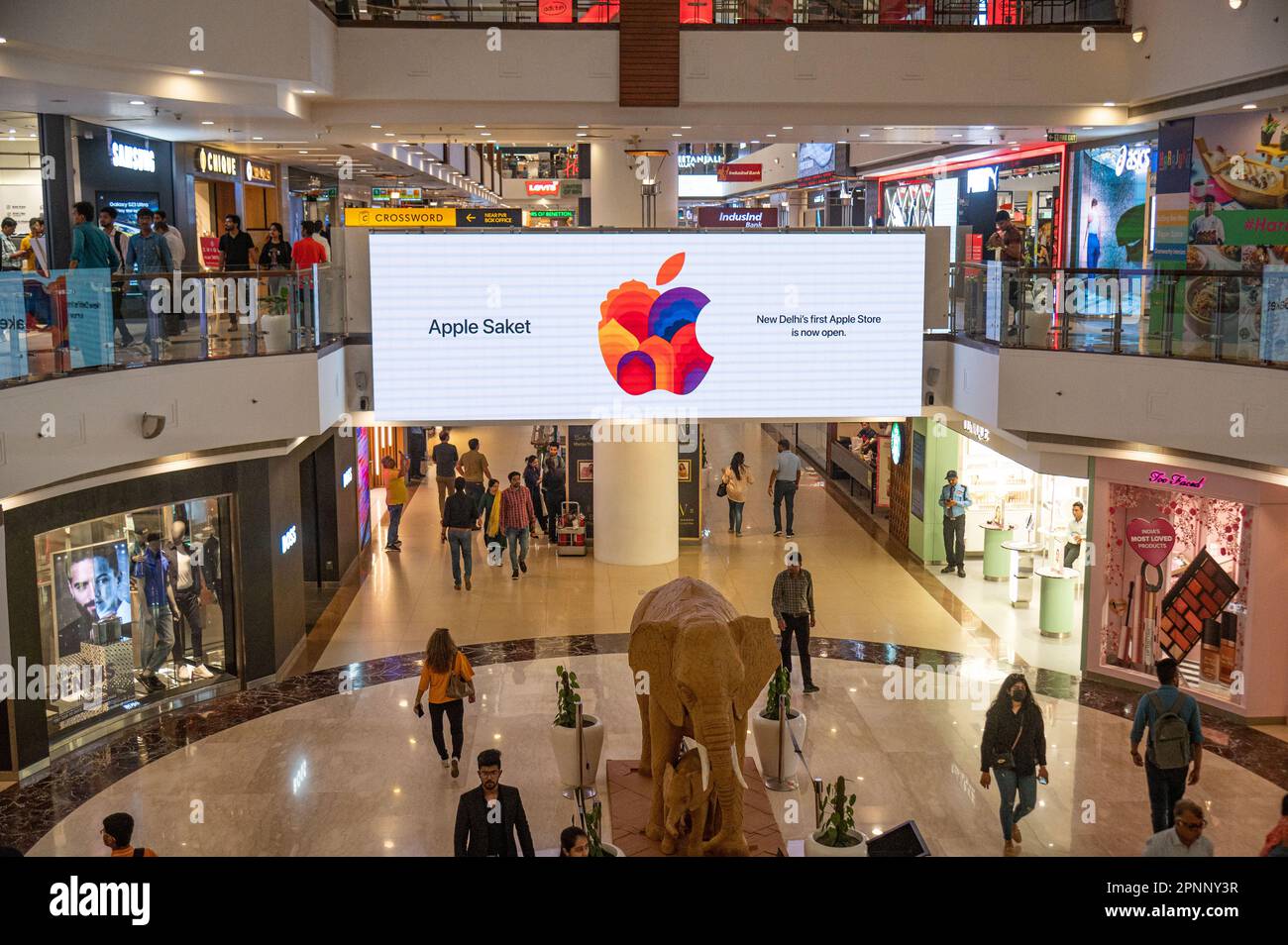 New Delhi, Delhi, India. 20th Apr, 2023. A screen showcases a banner of ...