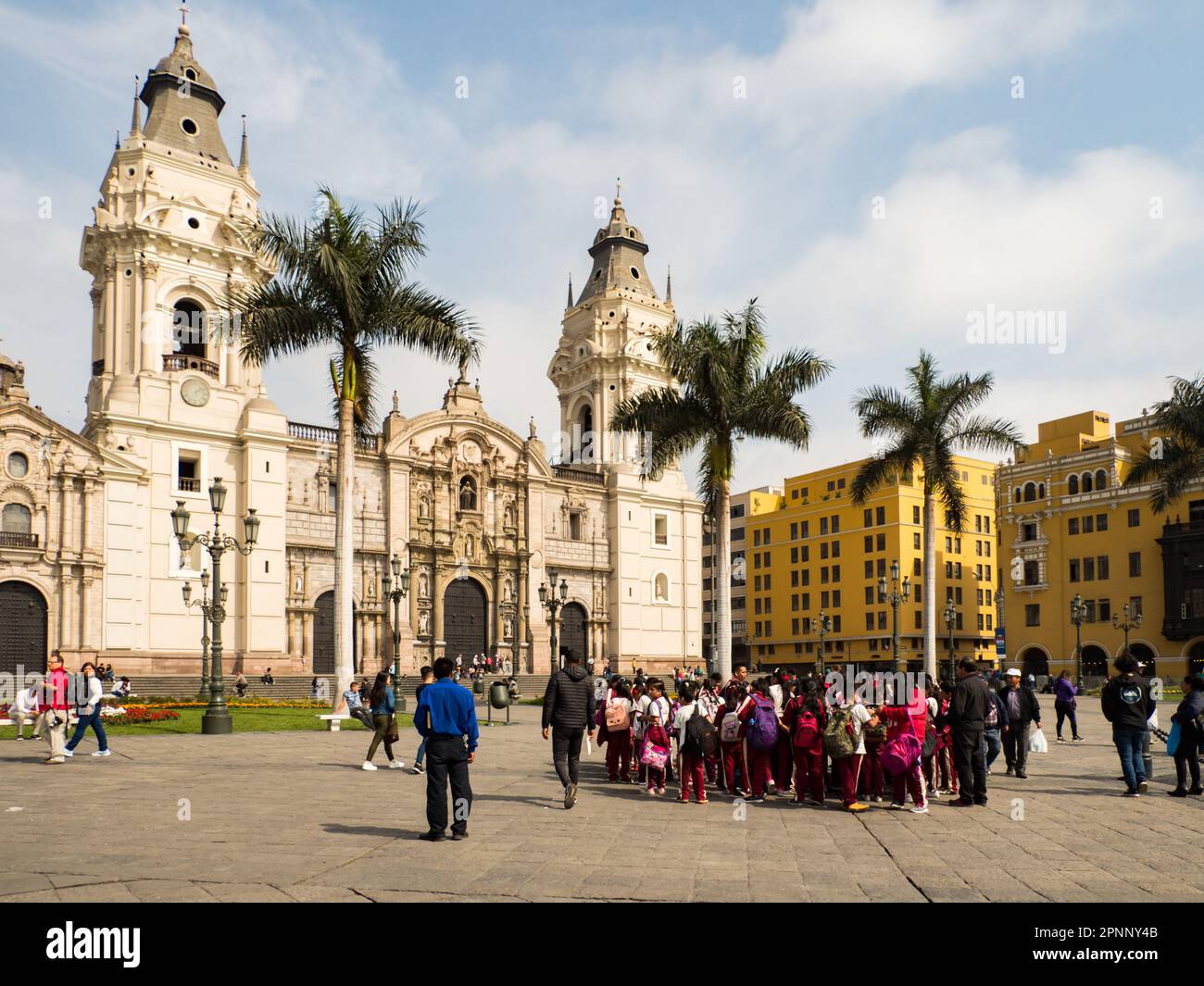 Lima, Peru - December 2019: Group of children visiting Lima in the main ...