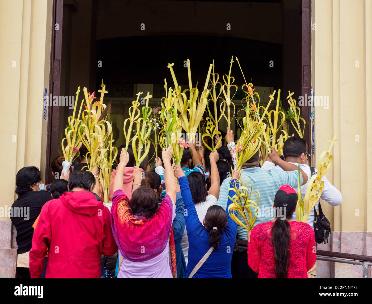 Iquitos, Peru- April, 2022: Crowds gather to celebrate Palm Sunday ...