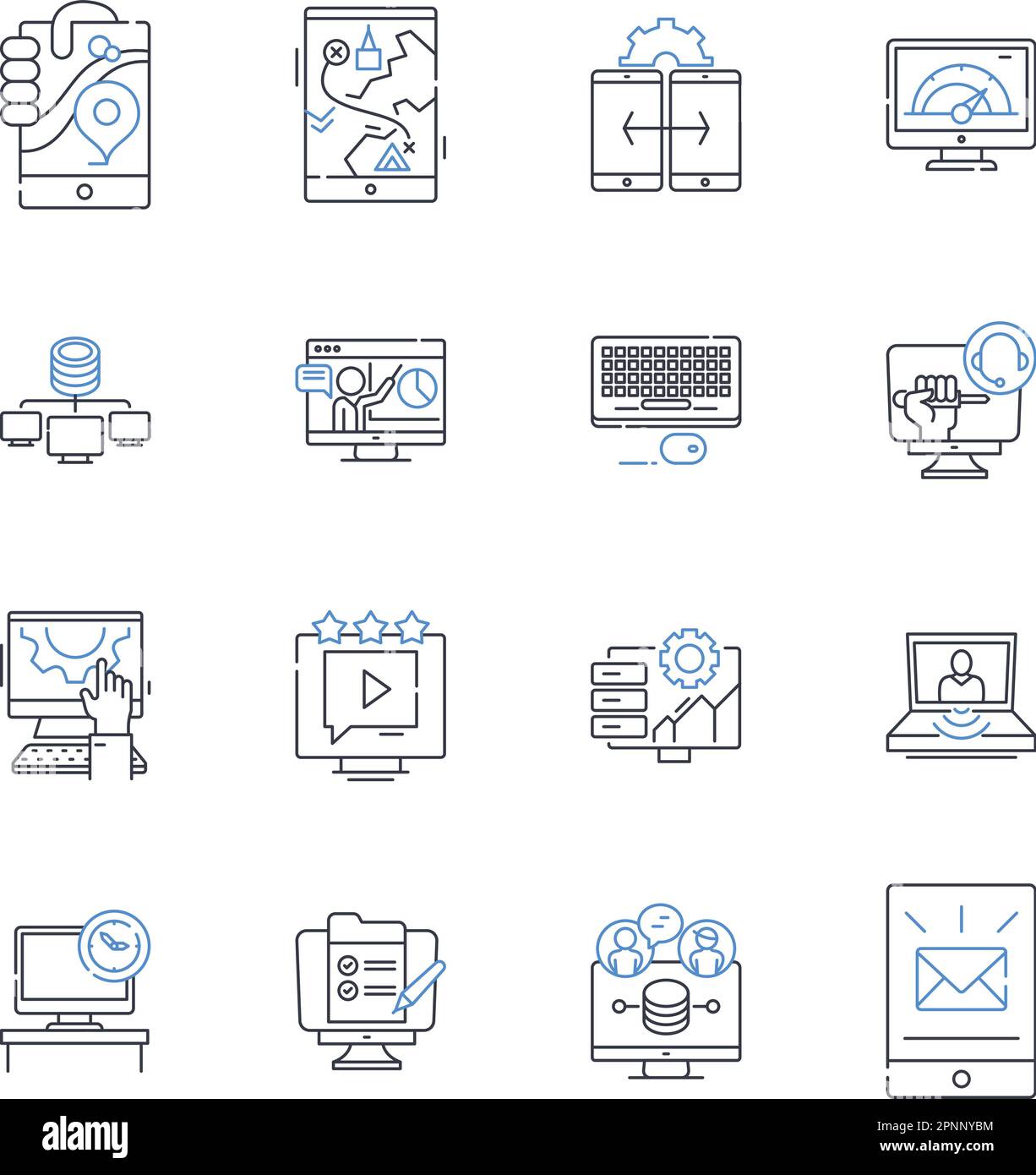 Gaming console line icons collection. PlayStation, Xbox, Nintendo, Controller, Console, Drive ...