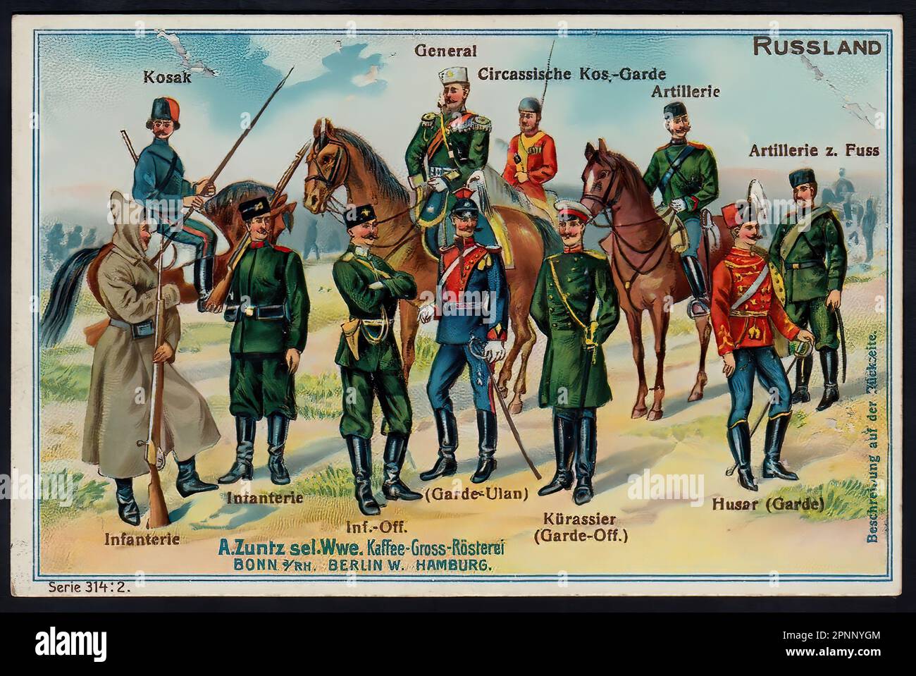 Russian Uniforms - Vintage German Trade Card Stock Photo - Alamy