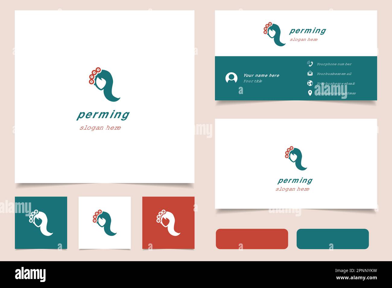 Perming logo design with editable slogan. Branding book and business ...