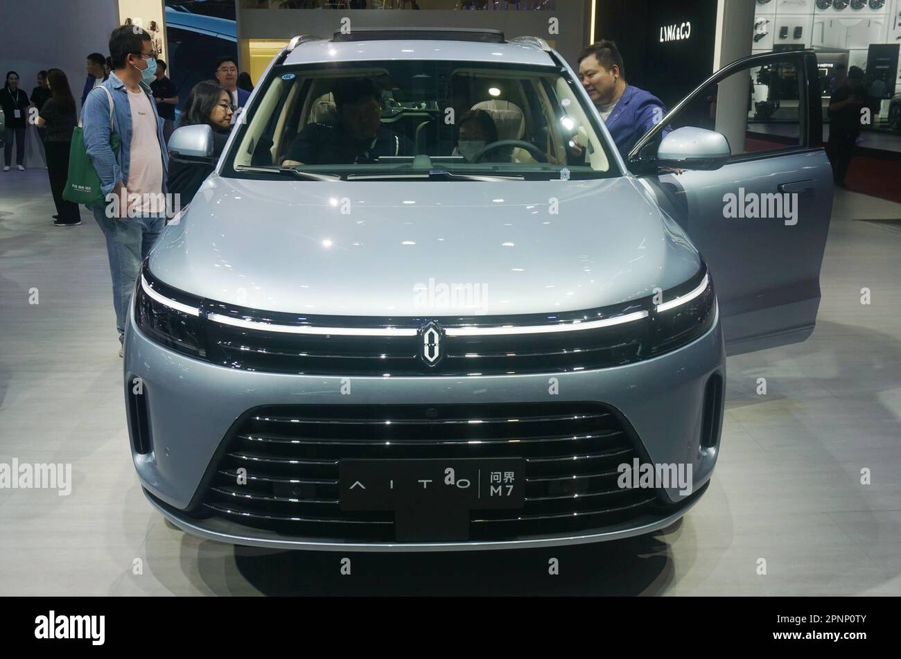 SHANGHAI, CHINA - APRIL 20, 2023 - Visitors look at a new AITO model ...