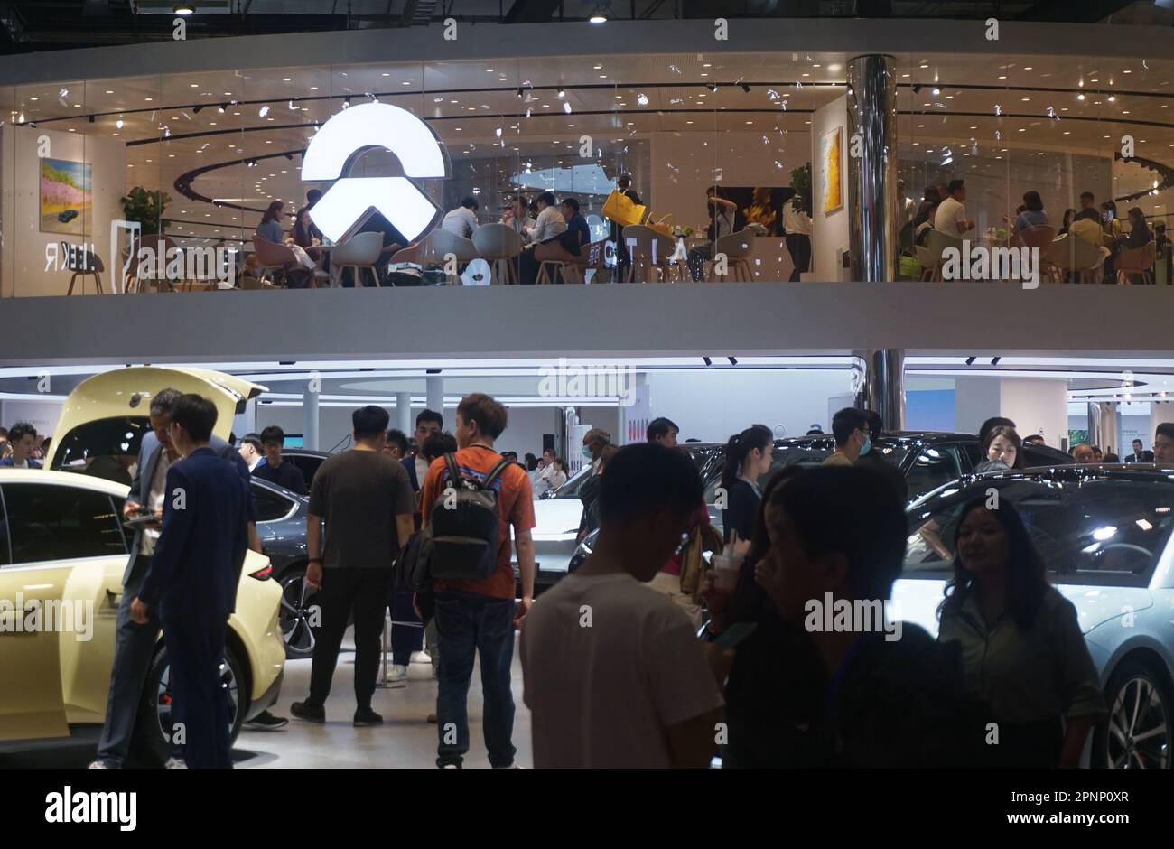 SHANGHAI, CHINA - APRIL 20, 2023 - Visitors look at various new models ...