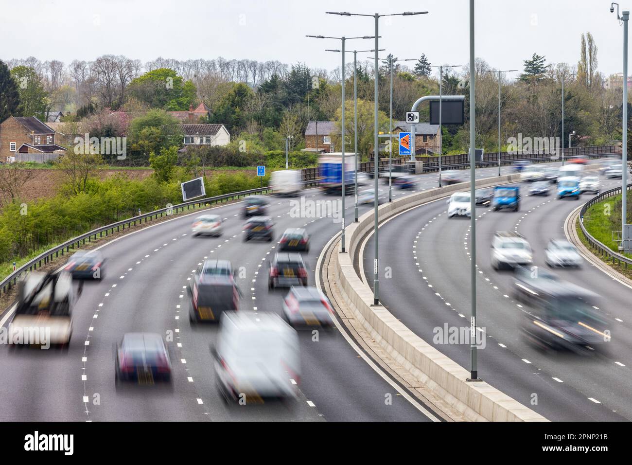 Slough, UK. 19th April, 2023. Vehicles pass along a recently completed ...