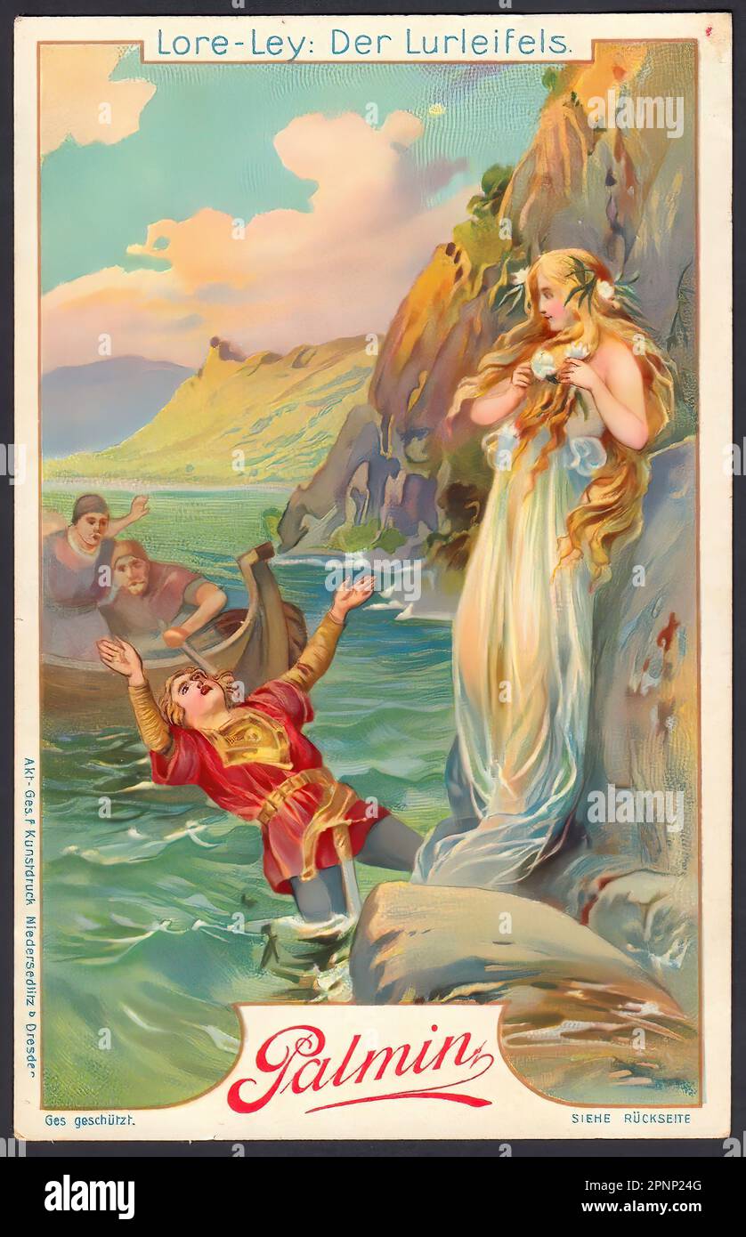The Siren of Loreley - Vintage Palmin Tradecard Stock Photo - Alamy