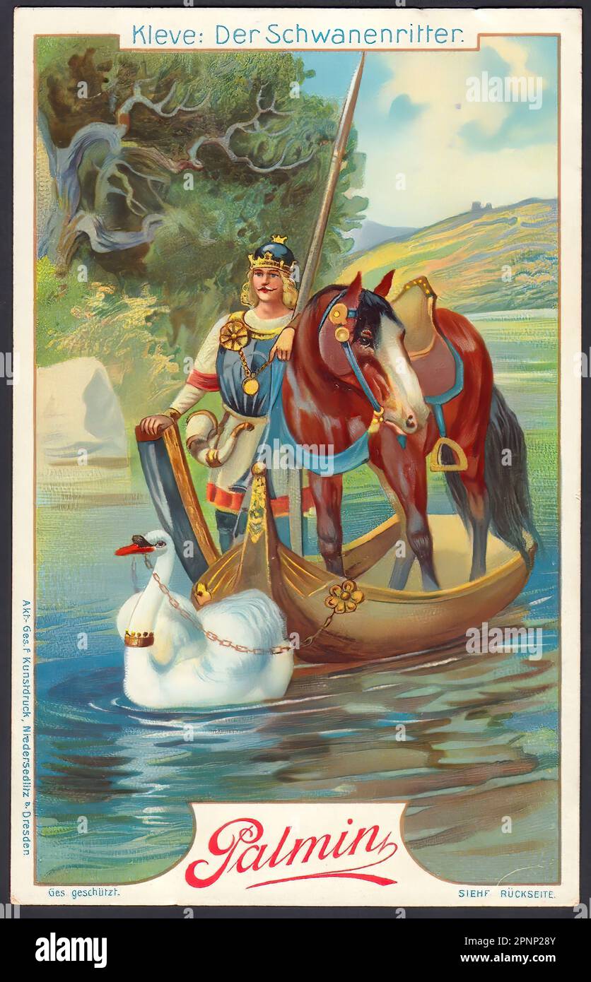 The Swan Knight - Vintage Palmin Tradecard Stock Photo - Alamy