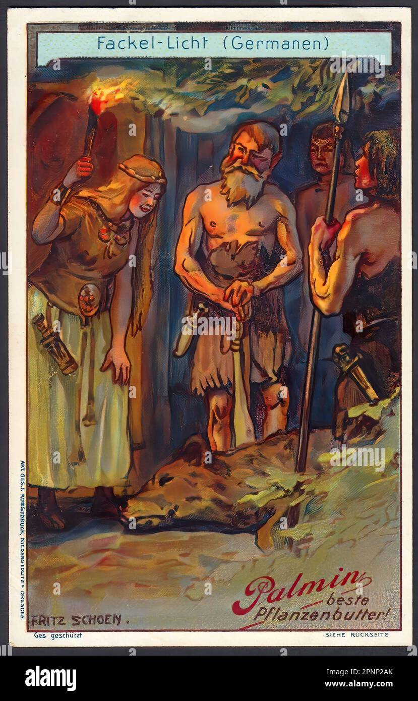 Torch Light - Vintage German Tradecard Stock Photo - Alamy