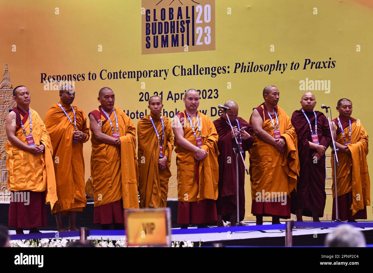 New Delhi, Delhi, India. 20th Apr, 2023. Monks welcome of Prime ...
