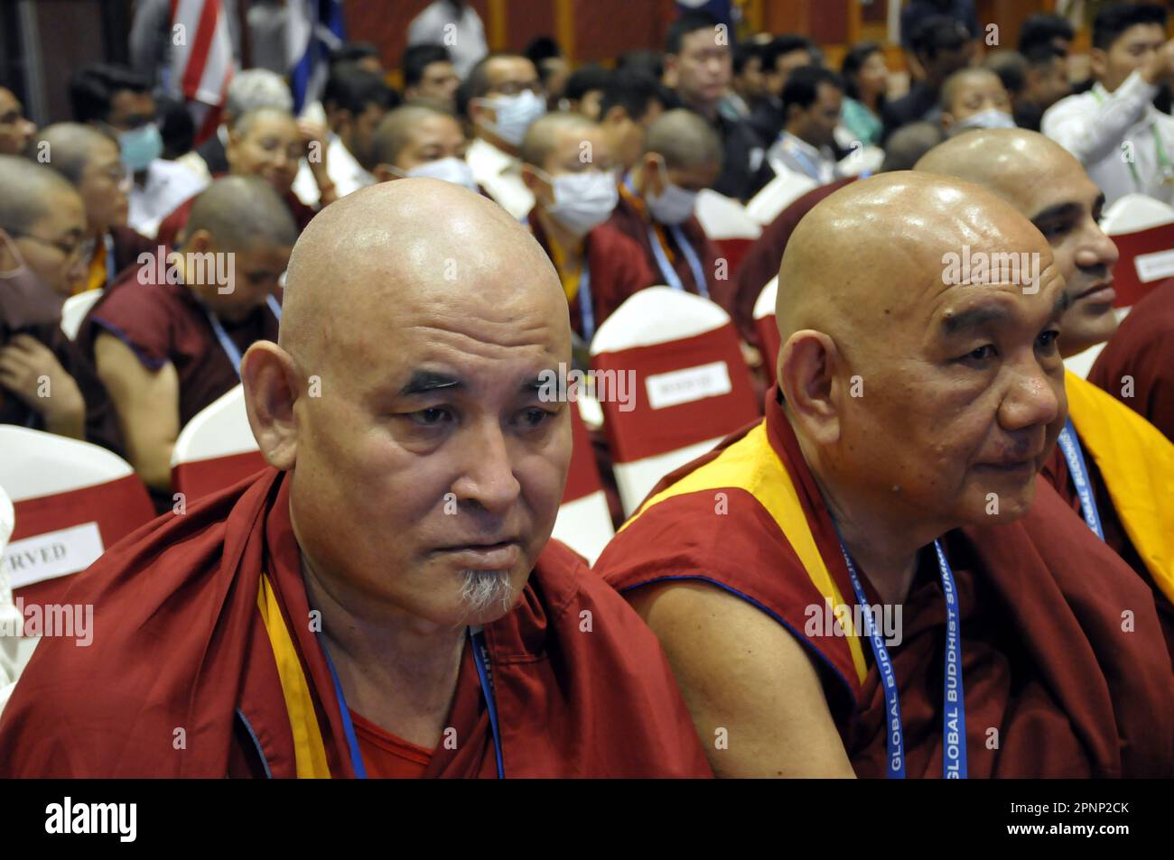 New Delhi, Delhi, India. 20th Apr, 2023. Monks listen to Prime Minister ...
