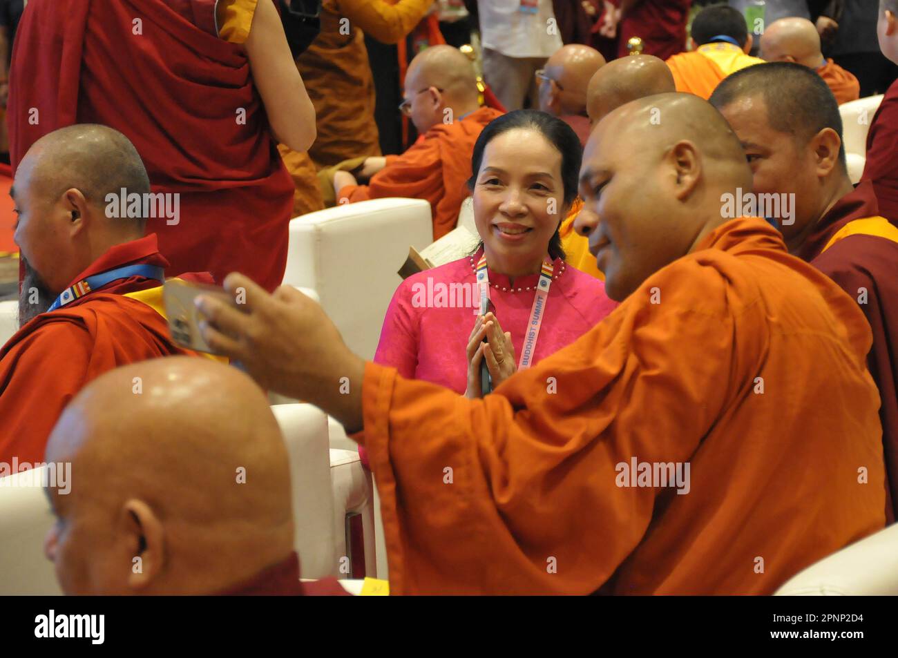 New Delhi, Delhi, India. 20th Apr, 2023. Monks Taking selfir during the ...