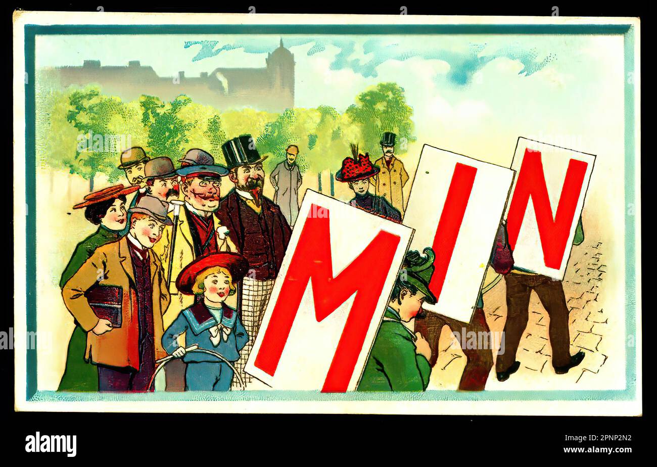 Walking Adverts - Vintage Palmin German Trade Card Stock Photo - Alamy