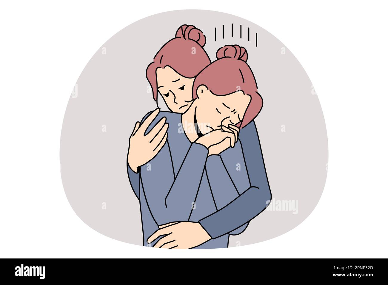Helping hand and support concept. Sister or friend embracing sad ...