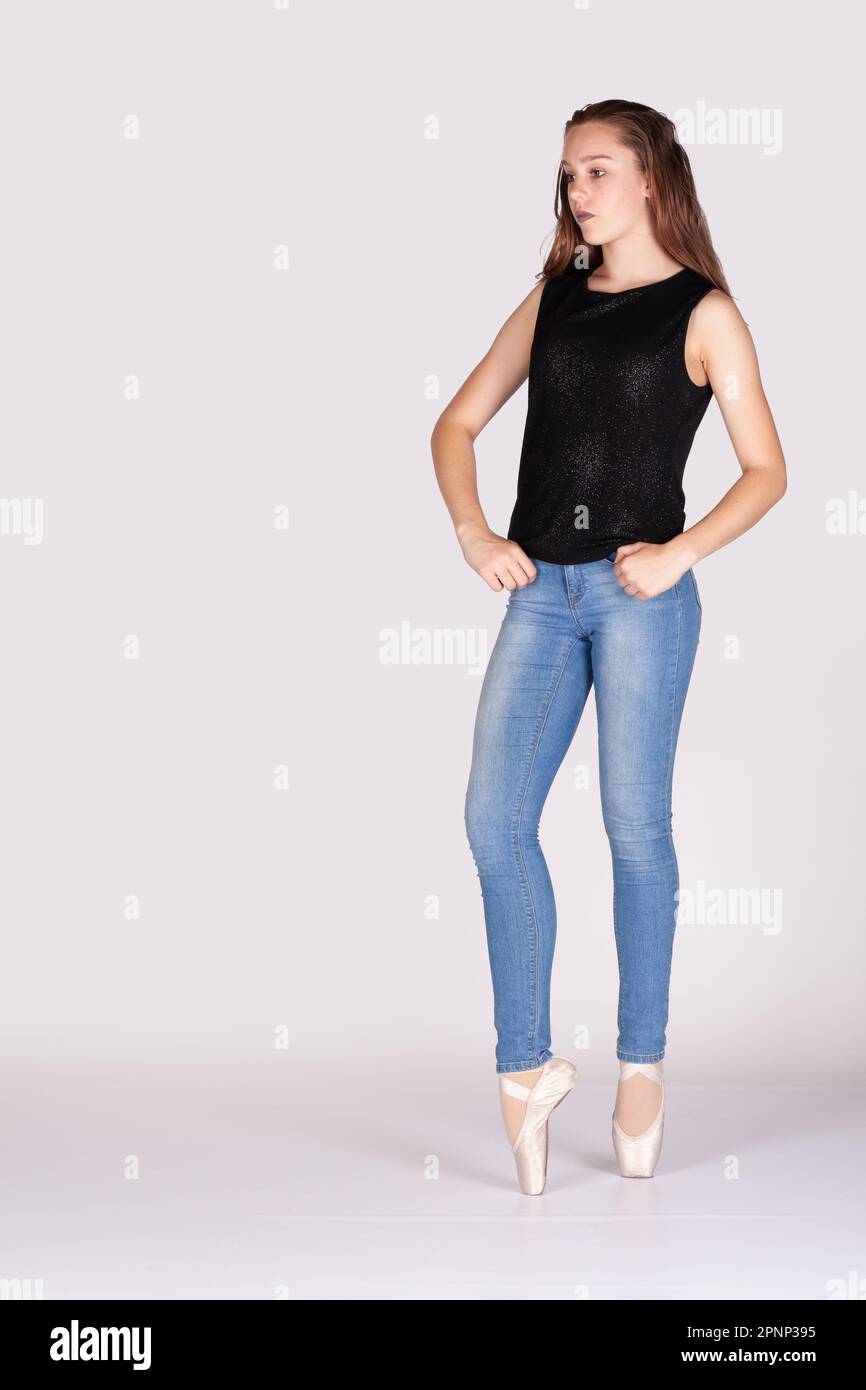 En Pointe walking left right foot forward Teenage girl in determined ...