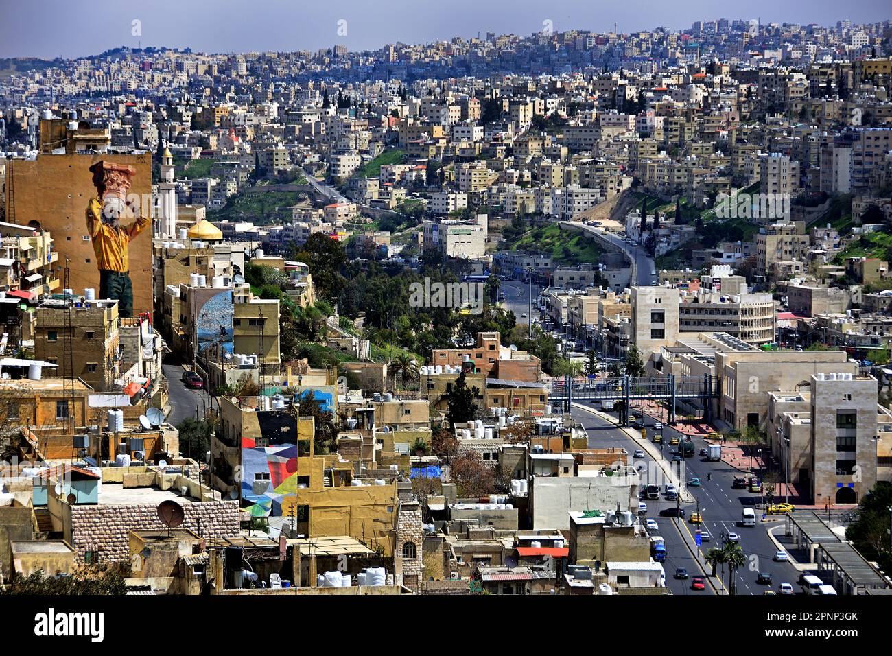 City panorama from Roman Theatre, Amman, Kingdom of Jordan, Panoramic ...