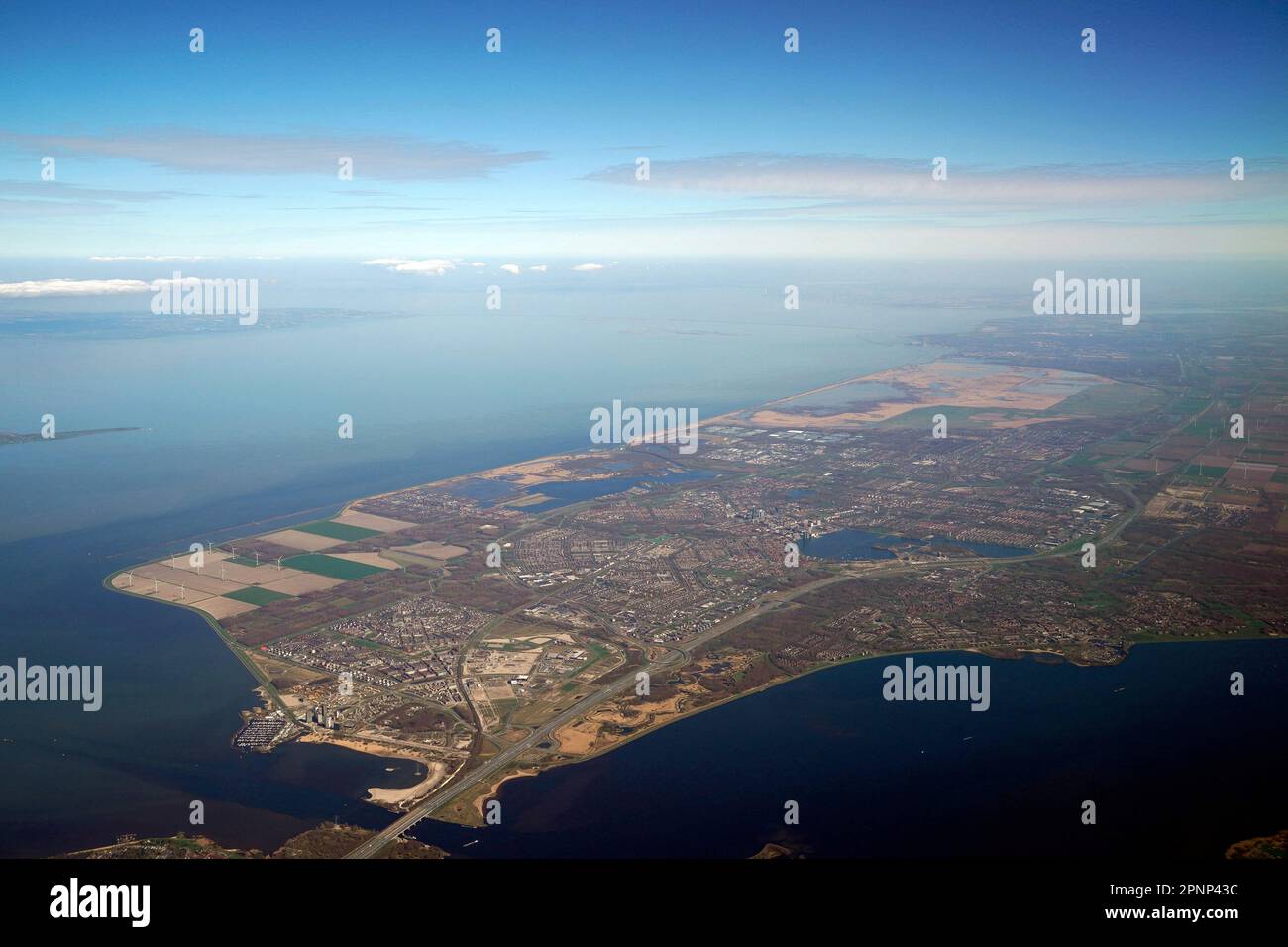 rotterdam north sea aerial Netherlands holland panorama from airplane ...