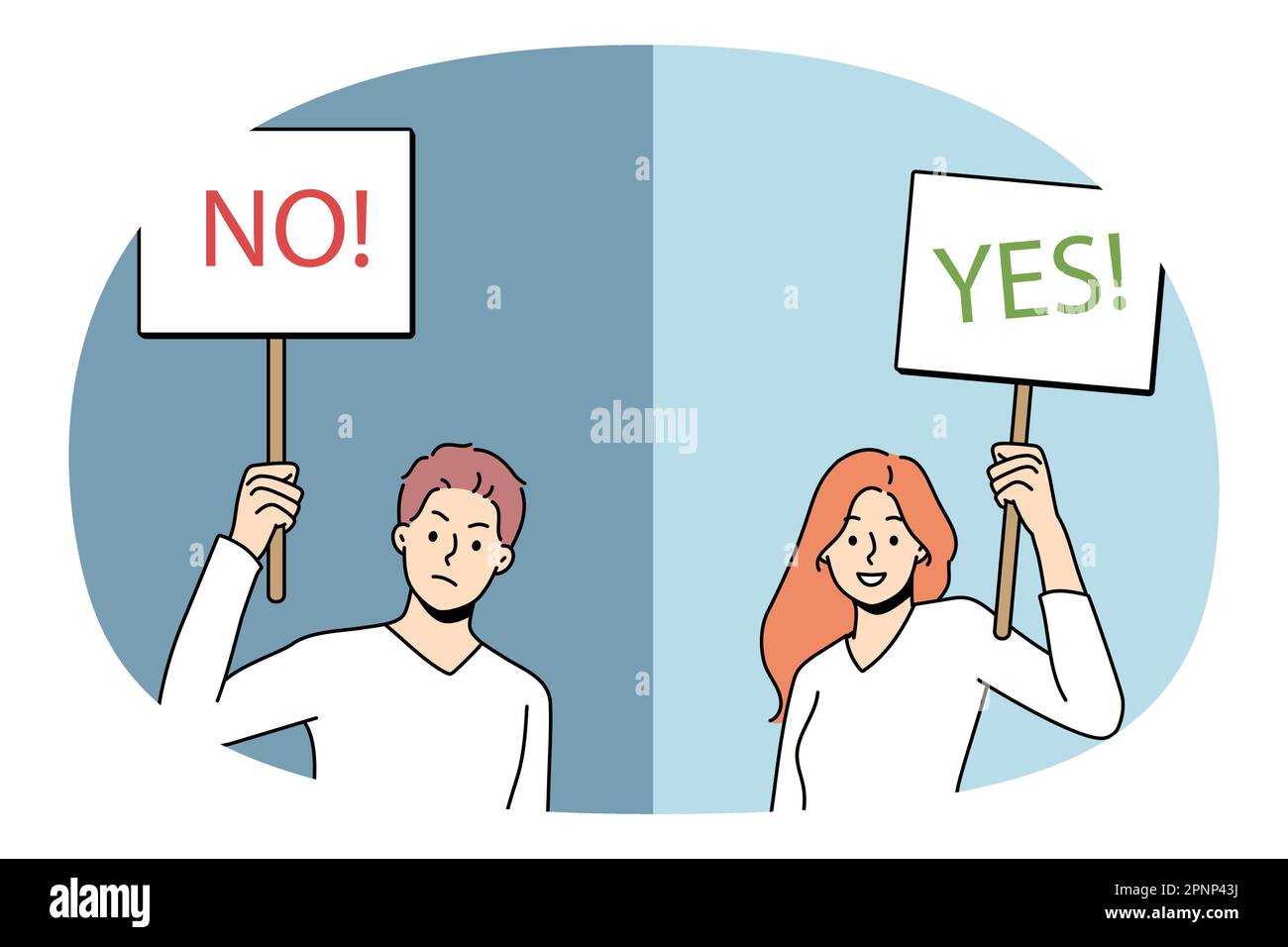 Saying yes or no concept. Young positive woman holding yes sign when ...