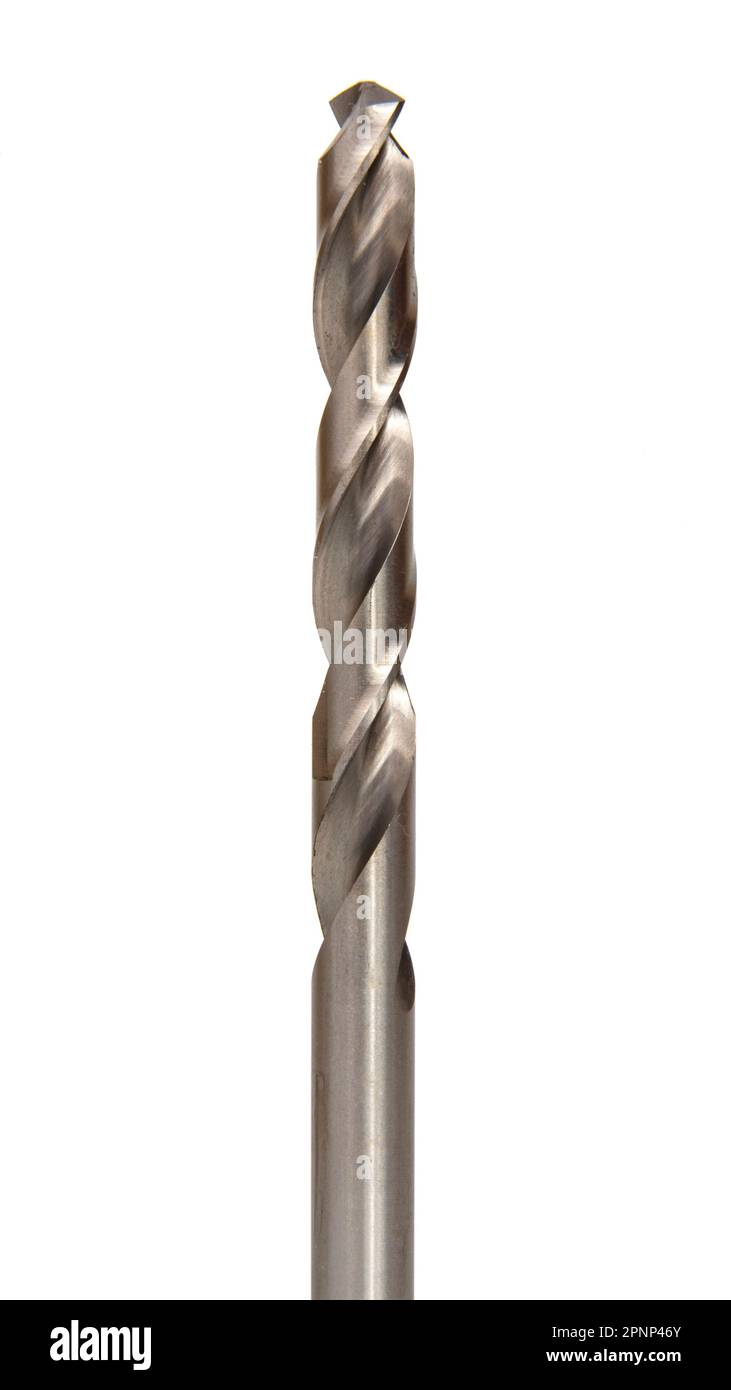 Drill bit. Stainless steel drill bit on a white background (with ...