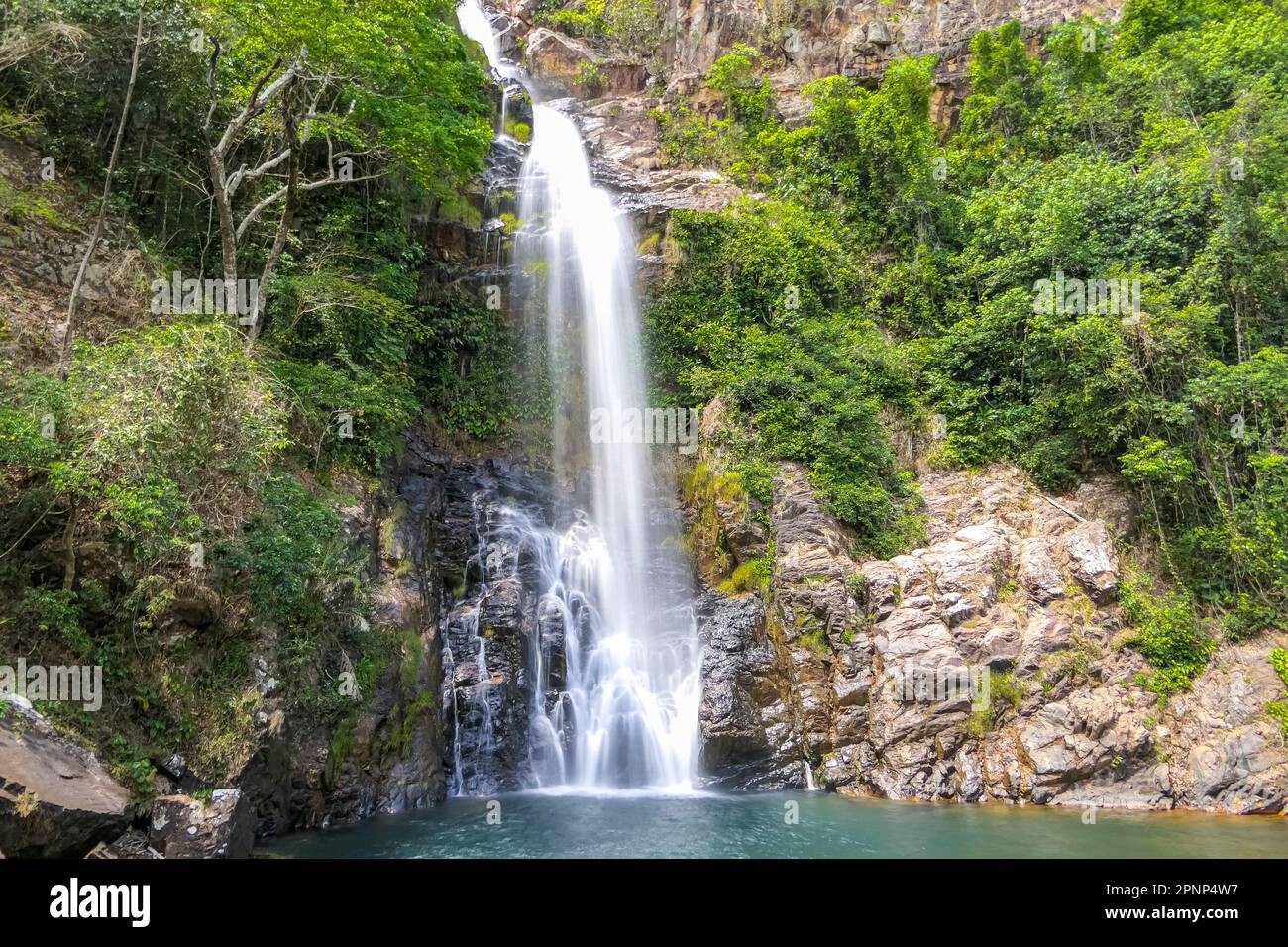 Beautiful Cachoeira Serra Azul with pool in lush brazilian rainforest ...