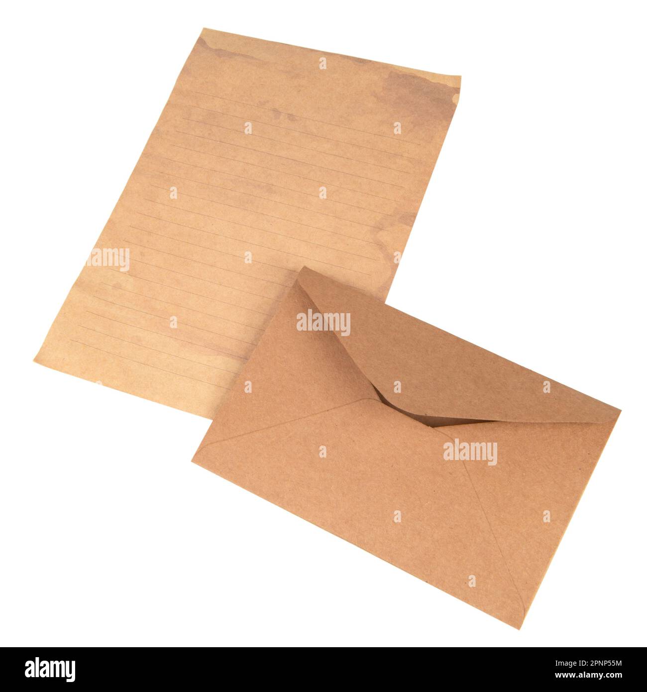 Recycled craft paper envelope isolated white background. top view Stock ...