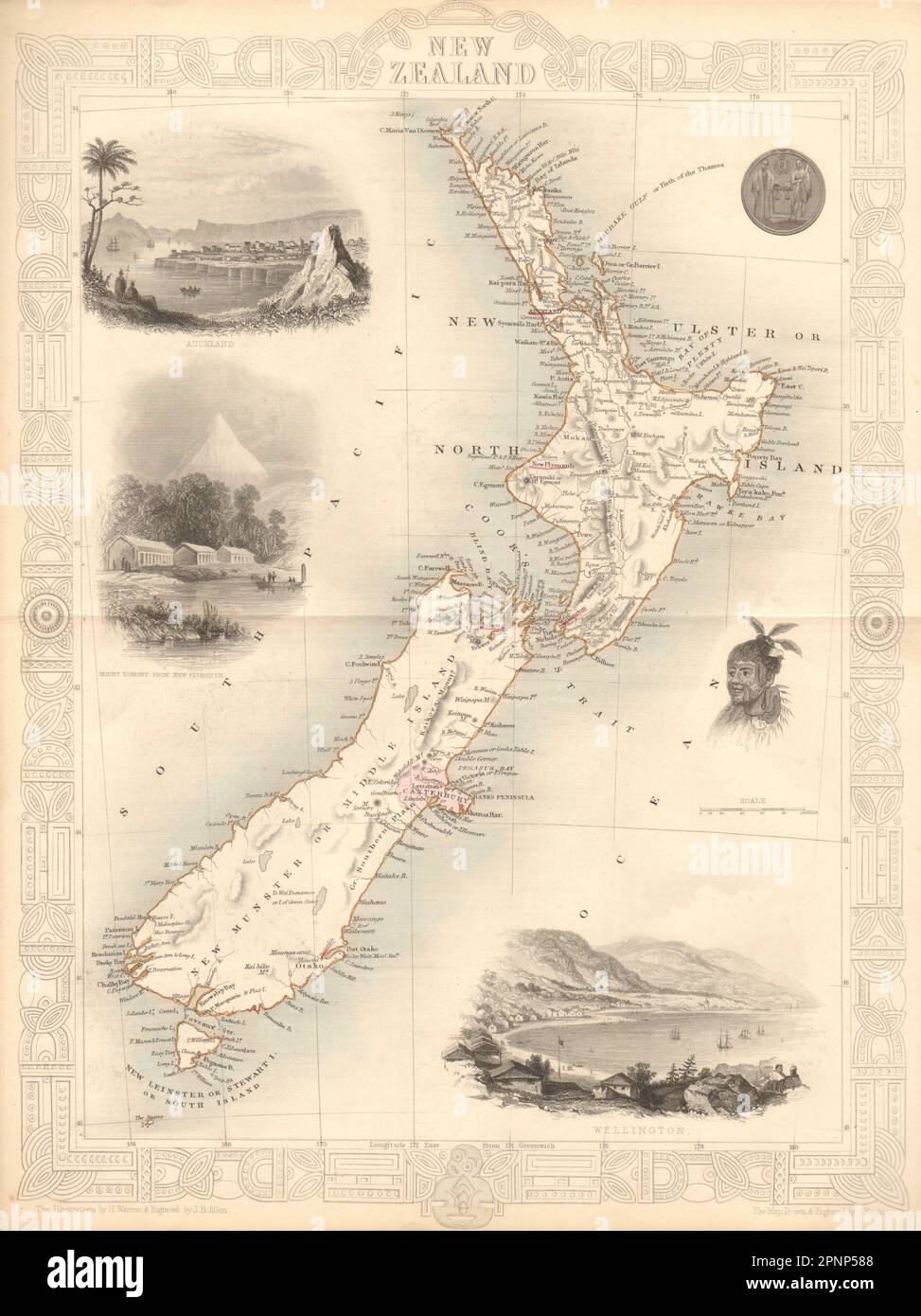 NEW ZEALAND. Shows NZ Company settlements in 1849. TALLIS/RAPKIN 1849 ...