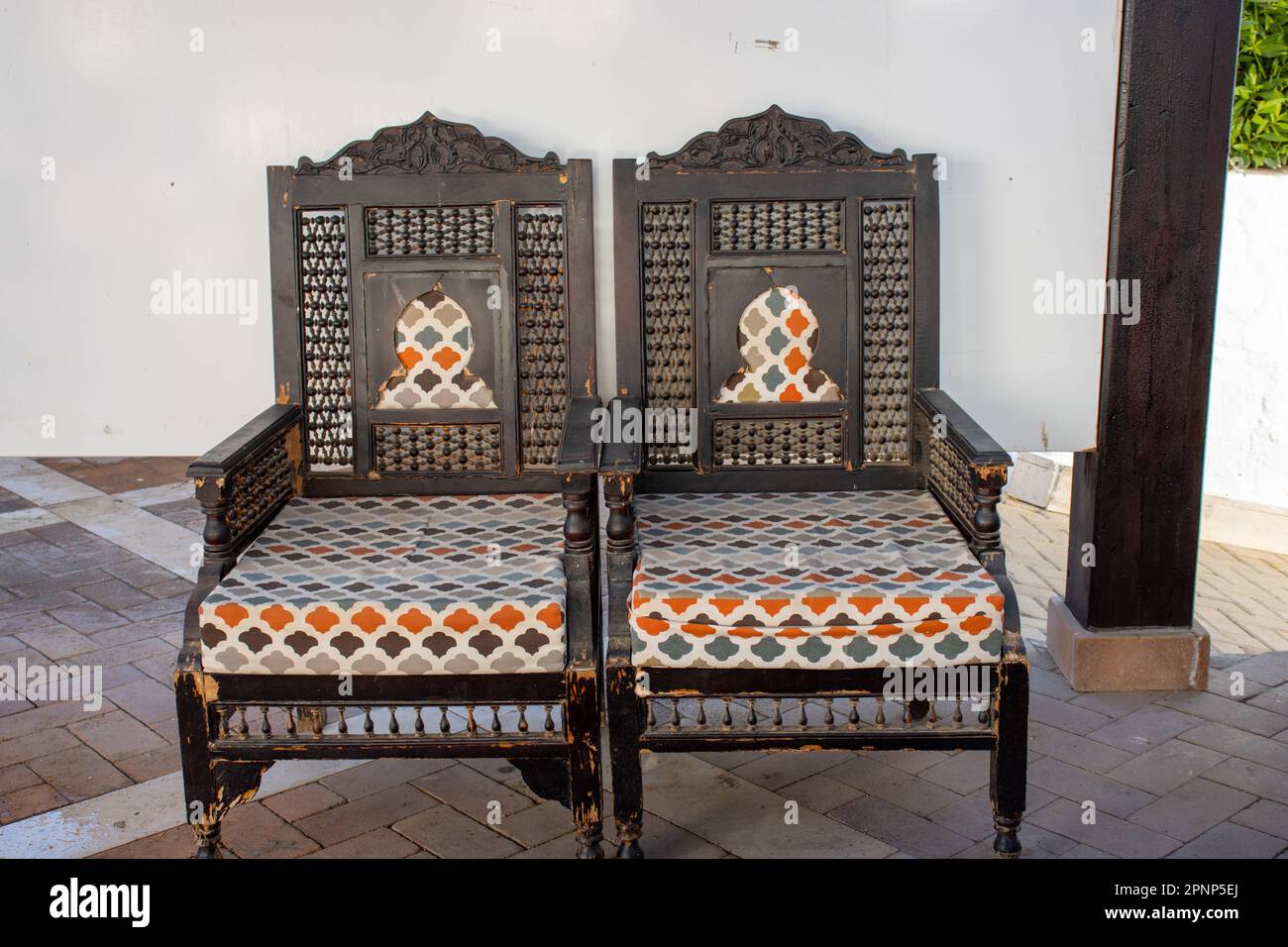 traditional carved seats with cushions in Egypt Stock Photo - Alamy