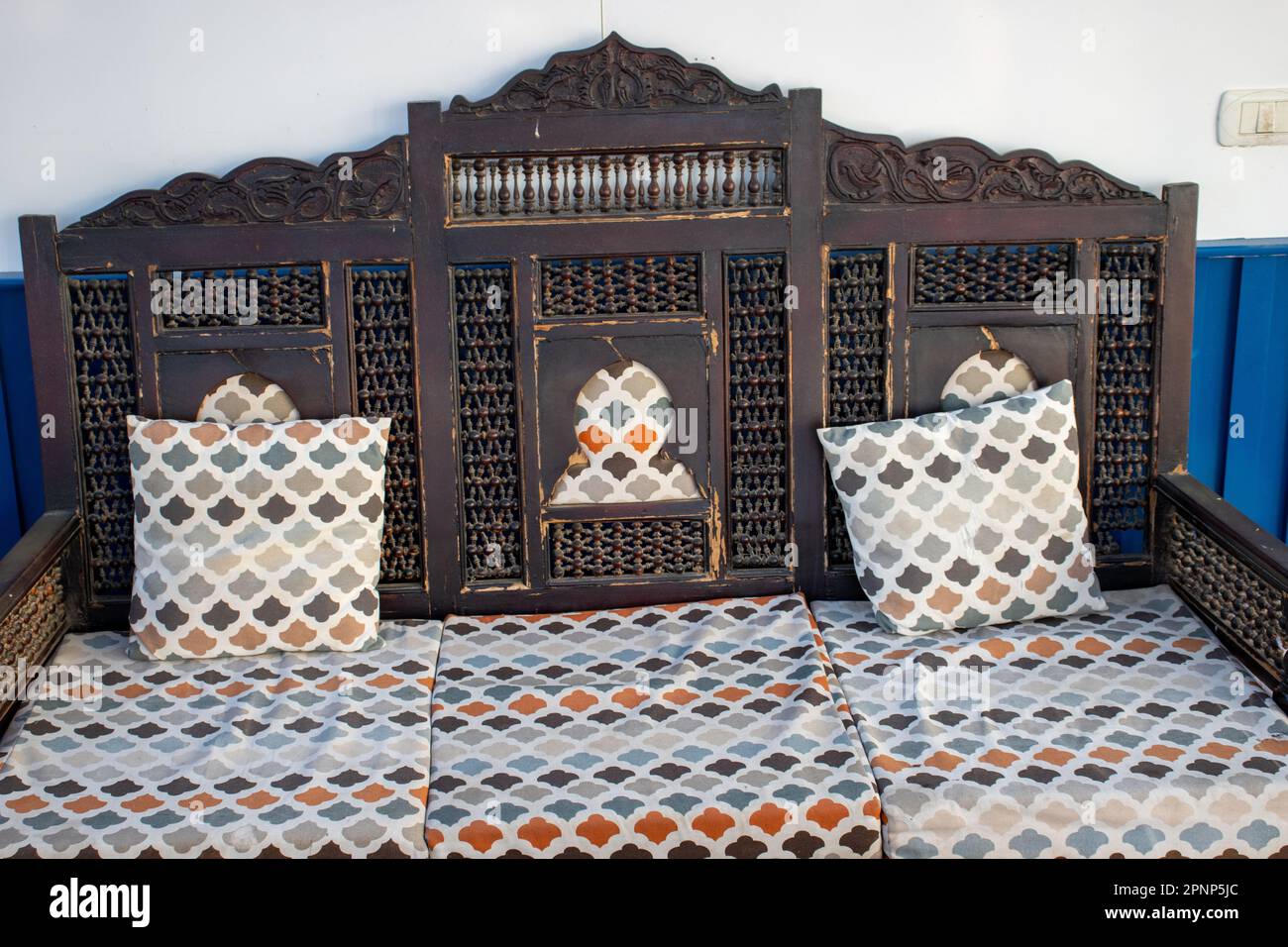 traditional carved seats with cushions in Egypt Stock Photo - Alamy