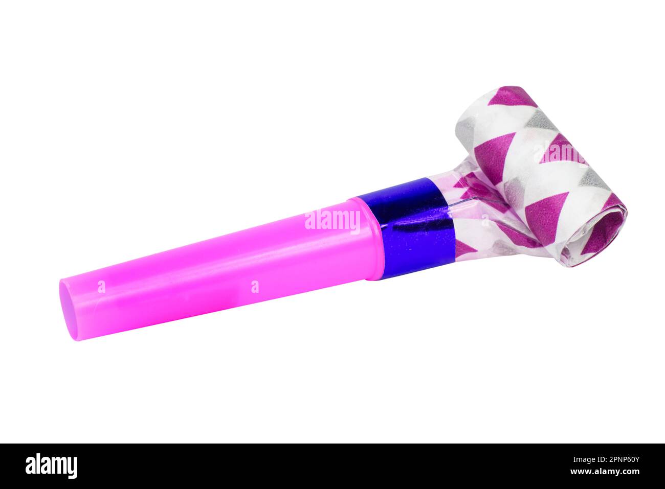 Party horn noisemaker blower rolled isolated on the white background ...