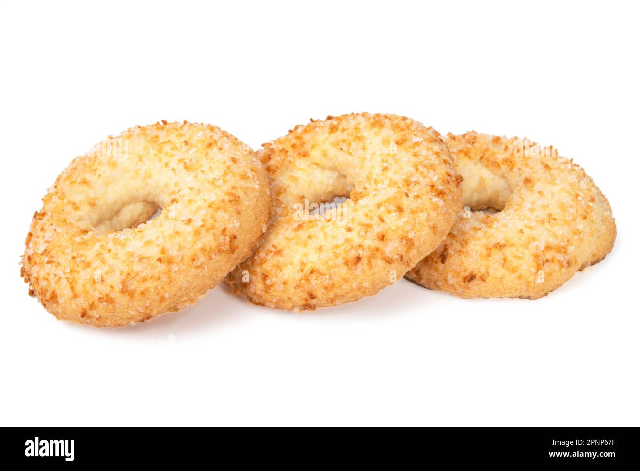 Tasty circle short pastry cookies isolated on white background Stock ...