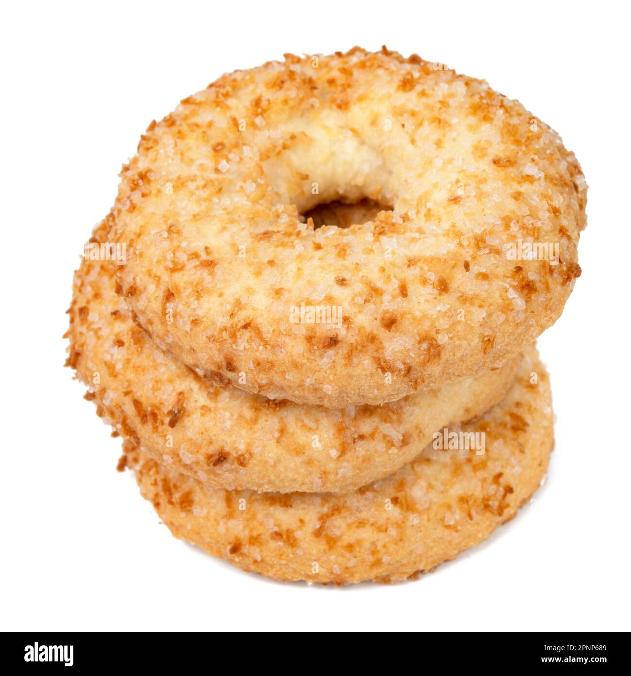 Tasty circle short pastry cookies isolated on white background Stock ...