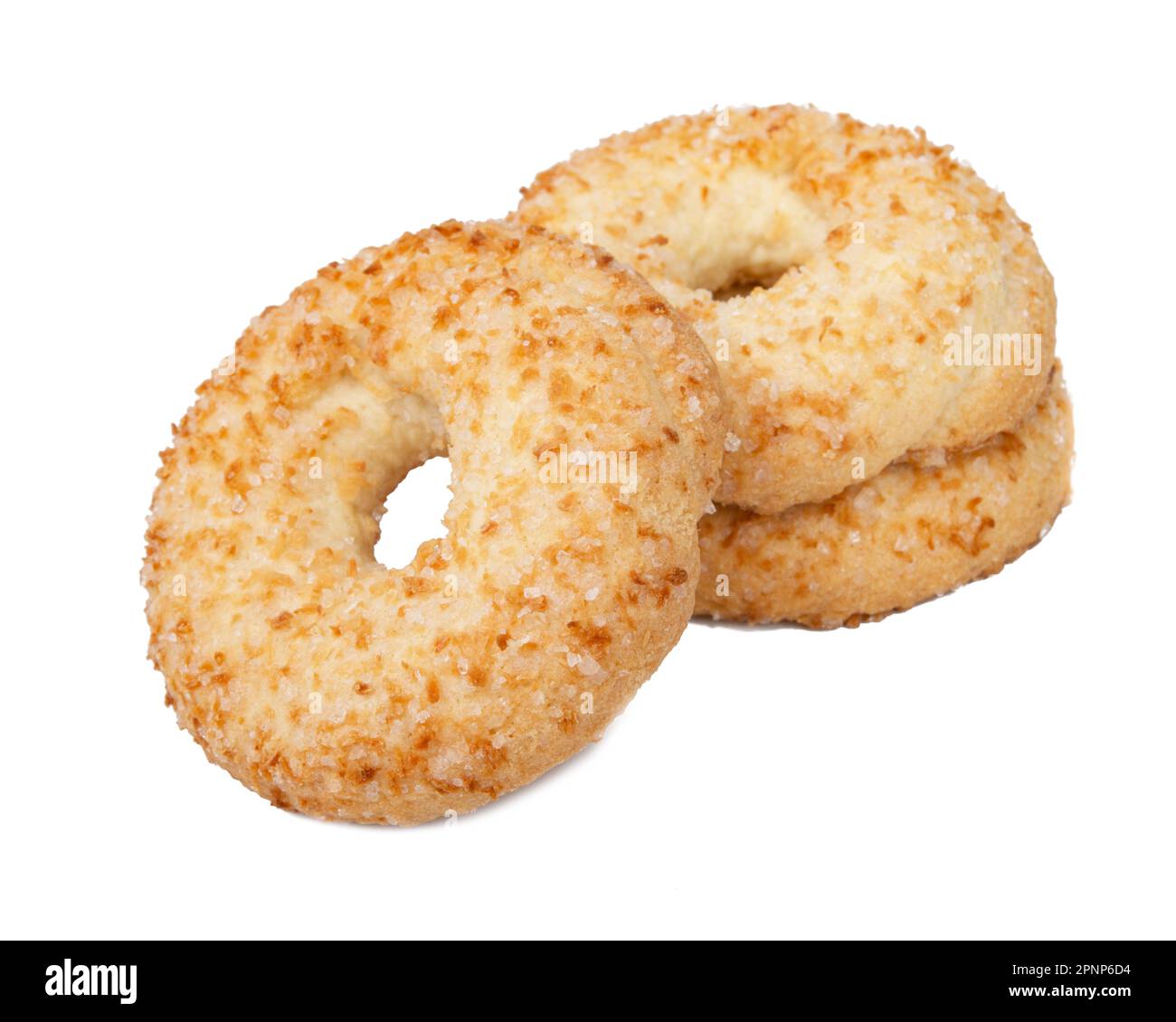 Tasty circle short pastry cookies isolated on white background Stock ...