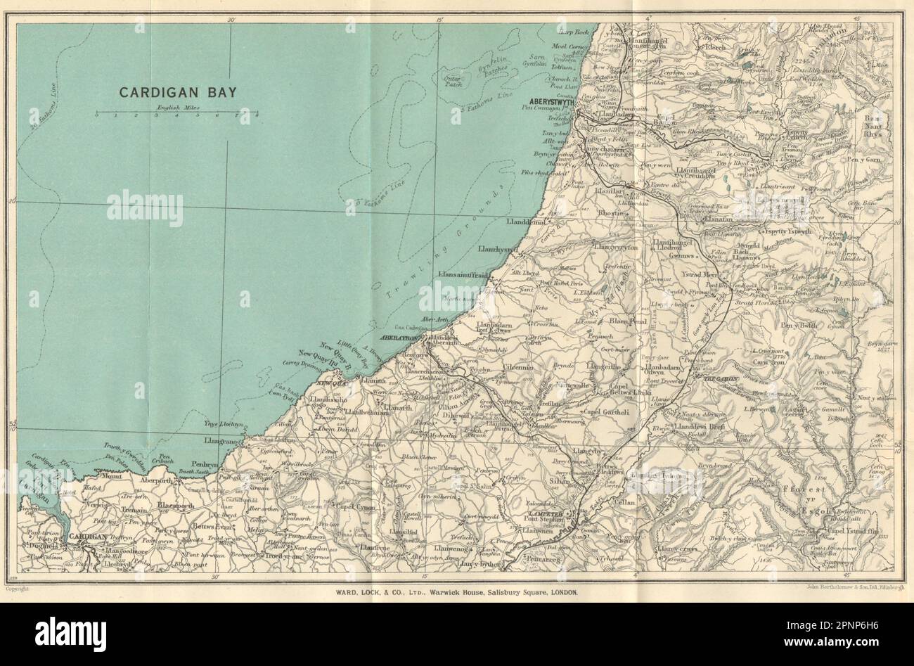 CARDIGAN BAY vintage tourist map. Aberystwyth Aberaeron Wales WARD LOCK ...