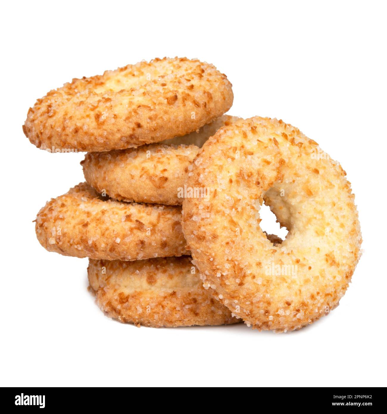 Tasty circle short pastry cookies isolated on white background Stock ...