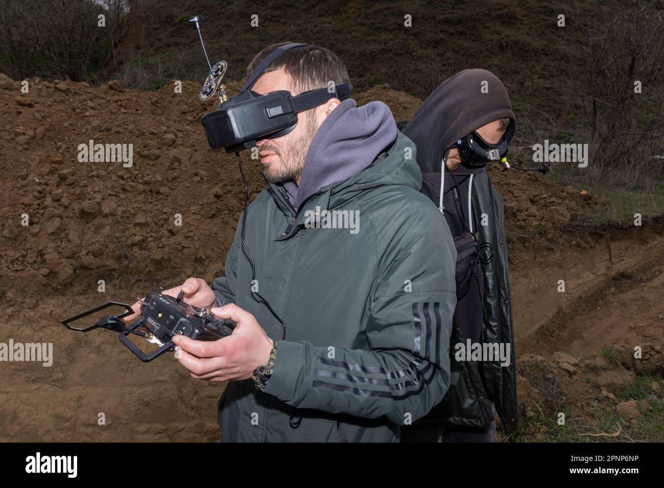 Odessa, Ukraine. 07th Apr, 2023. Drone Operators in FPV glasses seen in ...