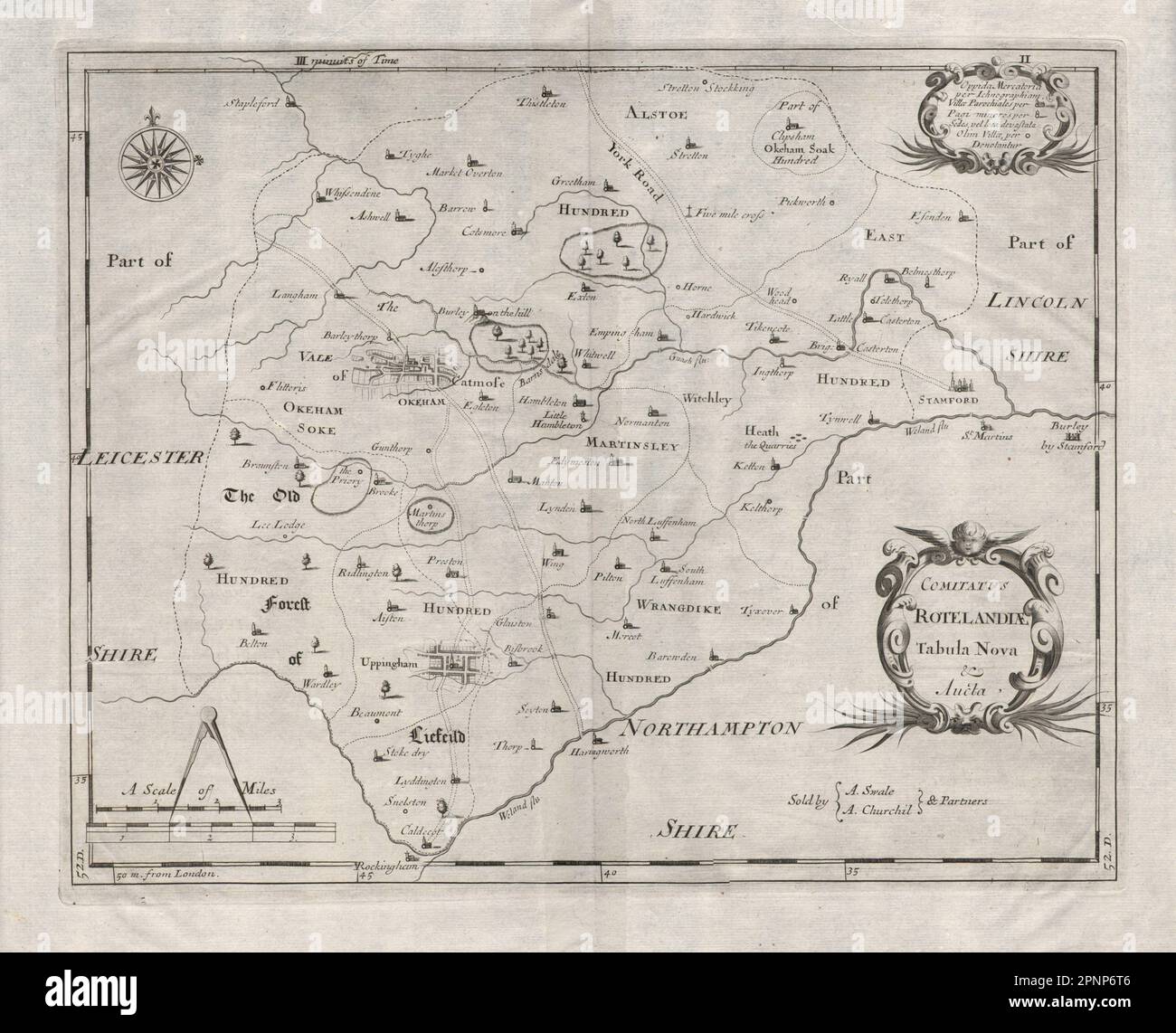 Rutland county map 'COMITATUS ROTELANDIAE' by R. MORDEN. Camden's ...
