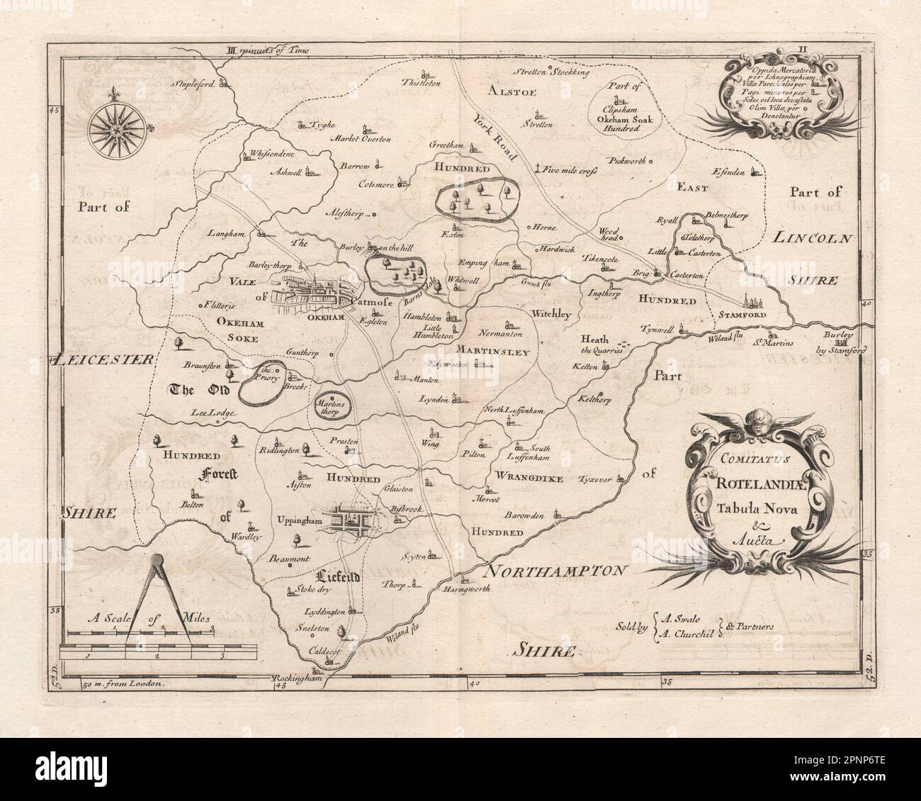 Rutland. 'COMITATUS ROTELANDIAE' by ROBERT MORDEN. Oakham Uppingham ...