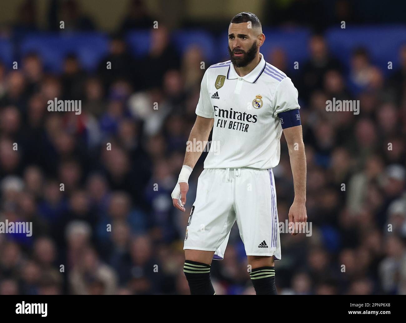 Karim Benzema of Real Madrid during Chelsea v Real Madrid football ...