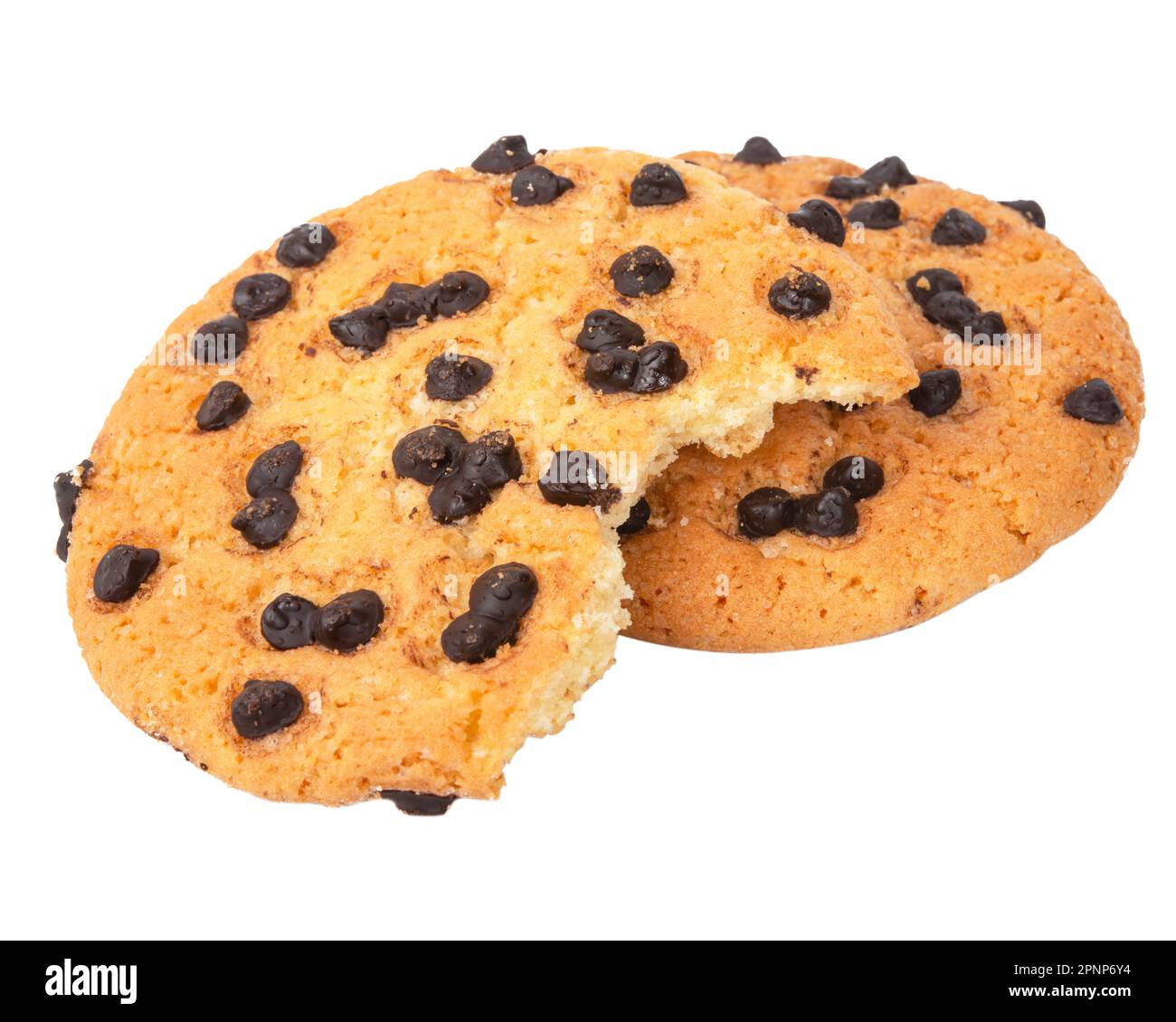 A photo of a chocolate chip cookie, isolated on a white background with ...