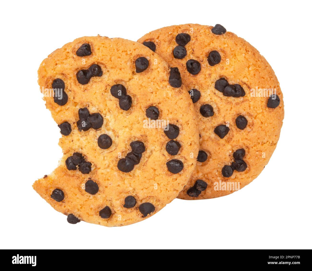 Isolated clipping path of die cut dark chocolate chip cookies piece ...