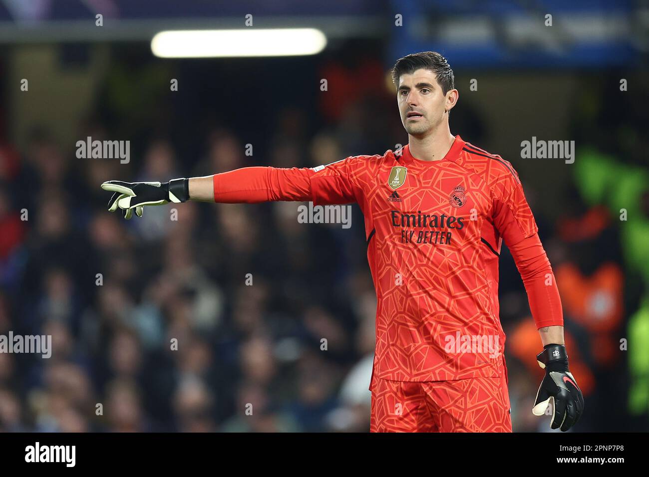 Thibaut Courtois of Real Madrid during Chelsea v Real Madrid football ...