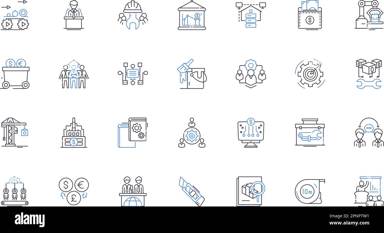 Trading company line icons collection. Imports, Exports, Commodities ... Trading company line icons collection. Imports, Exports, Commodities ...