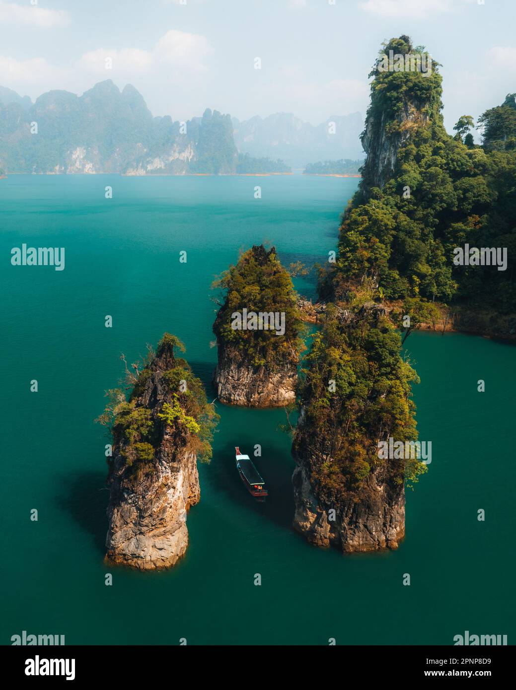 Beautiful aerial view of Khao Sam Kloe in Khao Sok national park ...