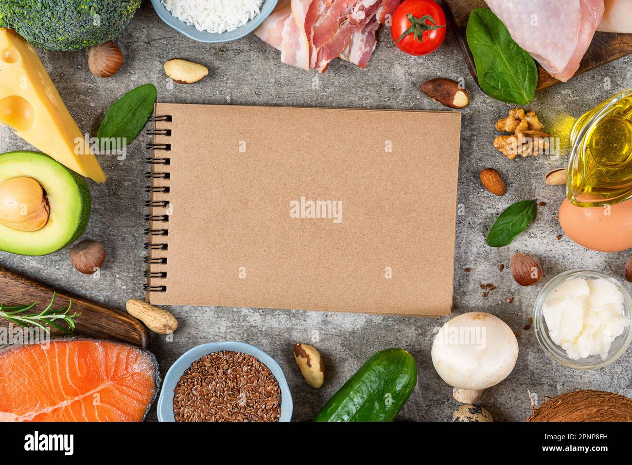 Keto diet diet concept. Paper notebook for planning ketogenic low carb ...