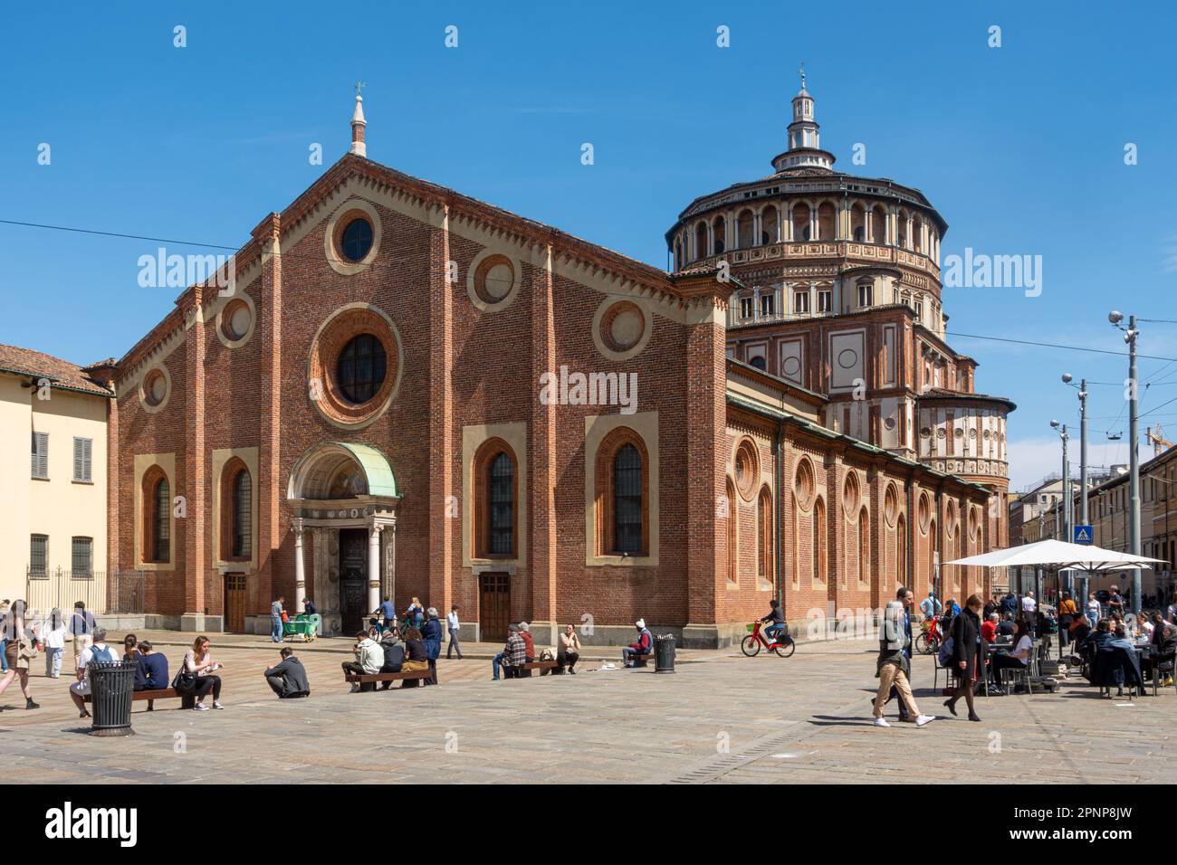 Exterior of the church of Santa Maria delle Grazie in Milan, Italy with ...