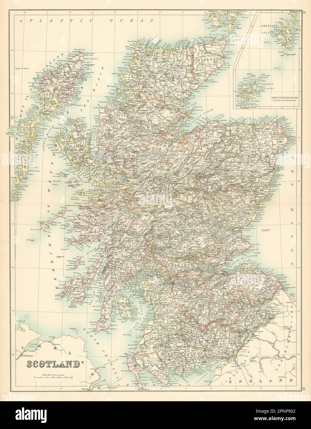 Scotland in counties. Railways. BARTHOLOMEW 1898 old antique map plan ...