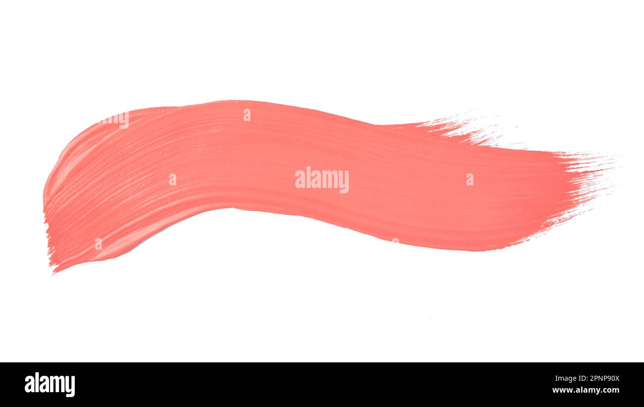 Acrylic pastel pink textured paint brush track blank art isolated on ...